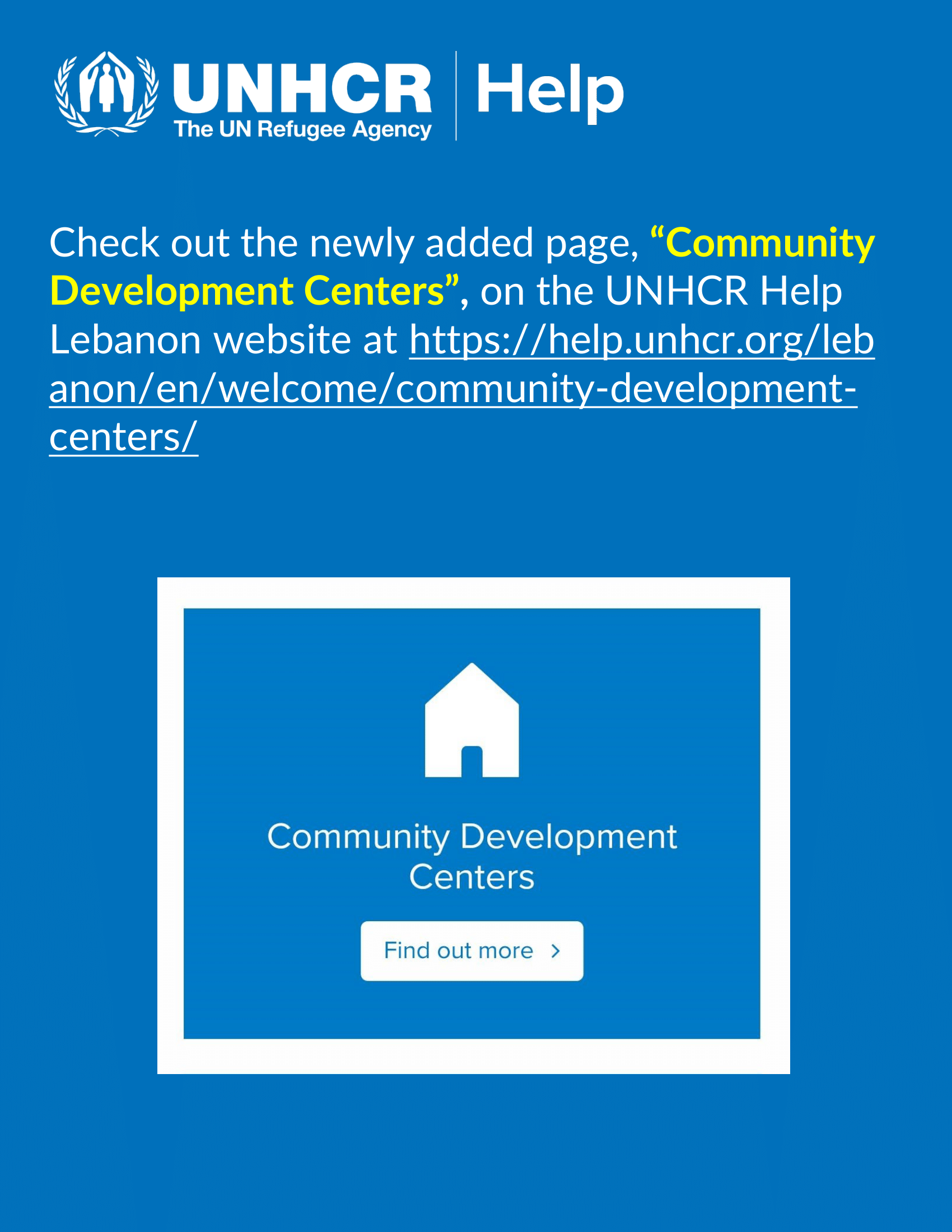 The New Community Development Centers Page - UNHCR Lebanon