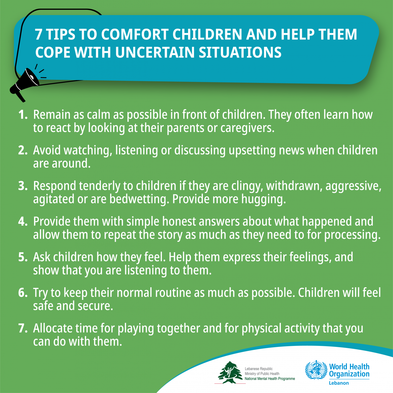 7 Tips to Comfort Children in Times of Crisis - UNHCR Lebanon