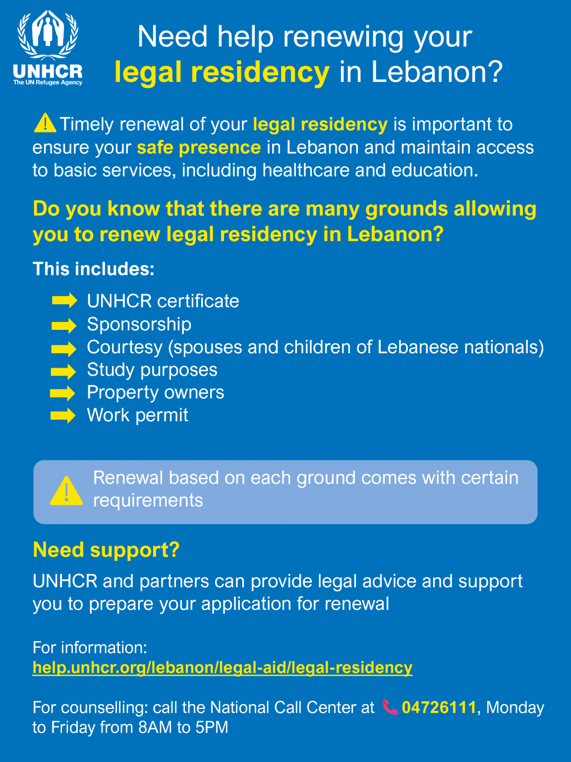 Need help renewing your legal residency in Lebanon? - UNHCR Lebanon