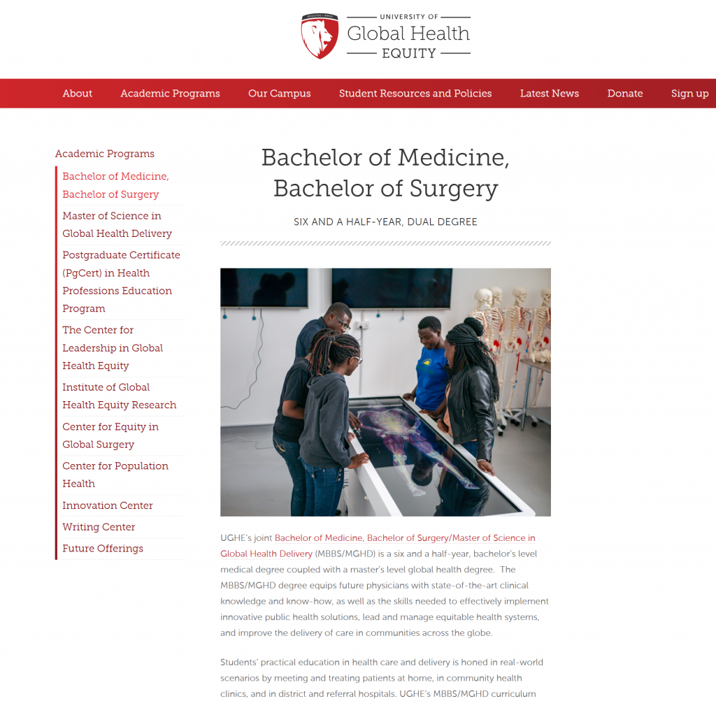 Special Admissions Call: Bachelor of Medicine, Bachelor of Surgery / Master of Science in Global ...