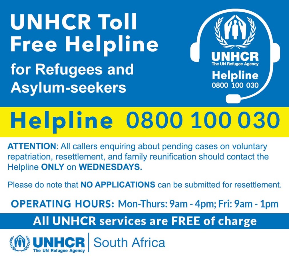 ATTENTION UNHCR HELPLINE UNHCR South Africa ATTENTION UNHCR HELPLINE UNHCR South Africa